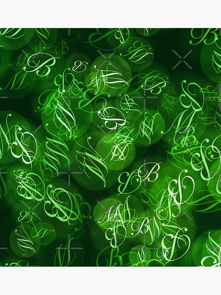 "Green Neon Bubble Initials MB dbkART Original Abstract Design " Poster ...
