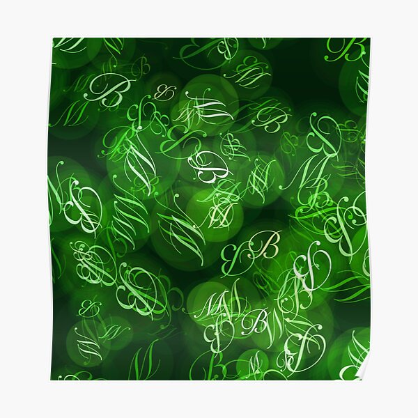"Green Neon Bubble Initials MB dbkART Original Abstract Design " Poster ...