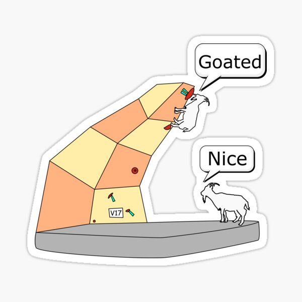 "Goated | Climbing Goat | Goats" Sticker for Sale by designsbyMoiLS ...
