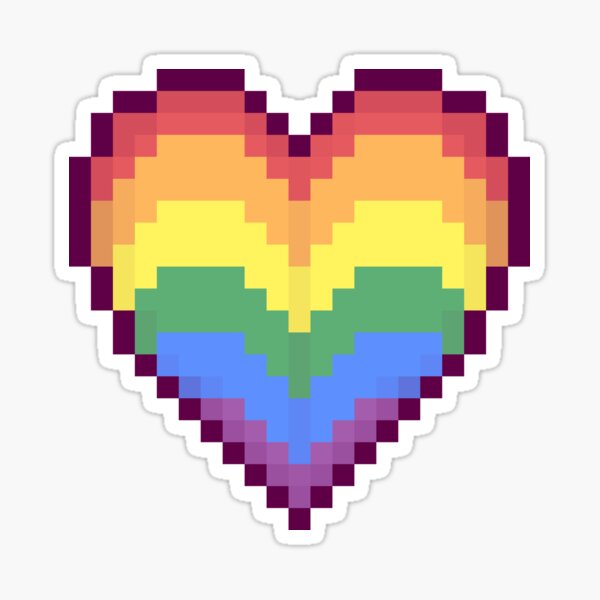 "Gay Rainbow Flag Pixel Heart" Sticker by squidego | Redbubble