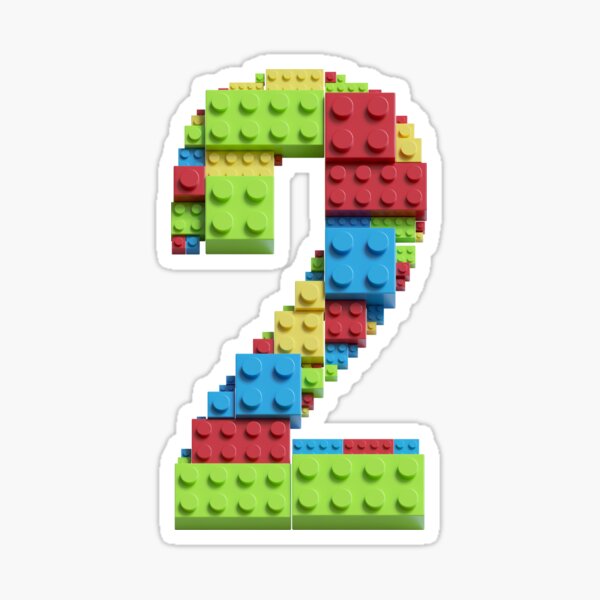 "Number 2 Built From Plastic Building Bricks - Primary Colors" Sticker ...