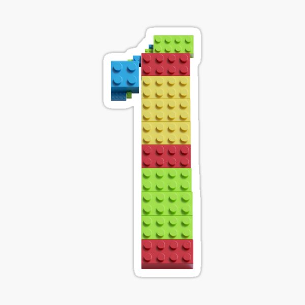 "Number 1 Built From Plastic Building Bricks - Primary Colors" Sticker ...