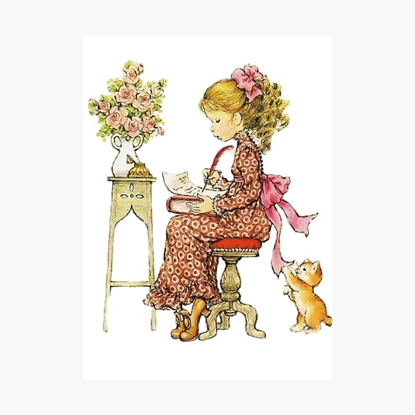 "Sarah Kay writing a letter with Kitten playing" Photographic Print for ...