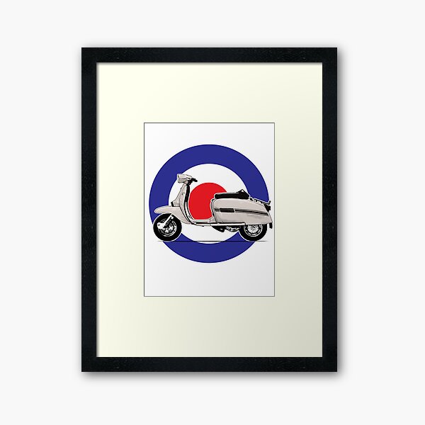 "Classic White Italian mods lambretta scooter" Framed Art Print for ...