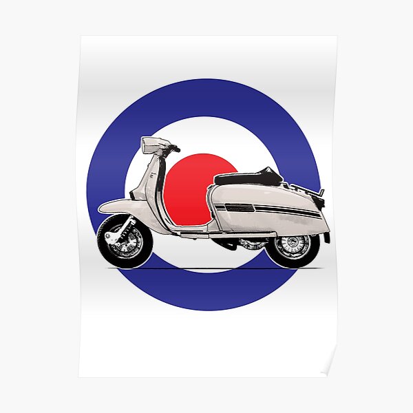 "Classic White Italian mods lambretta scooter" Poster for Sale by ...