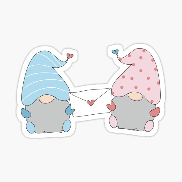 "Gnomes Love Letter-valentine's day gnomes-valentines day 2022" Sticker ...