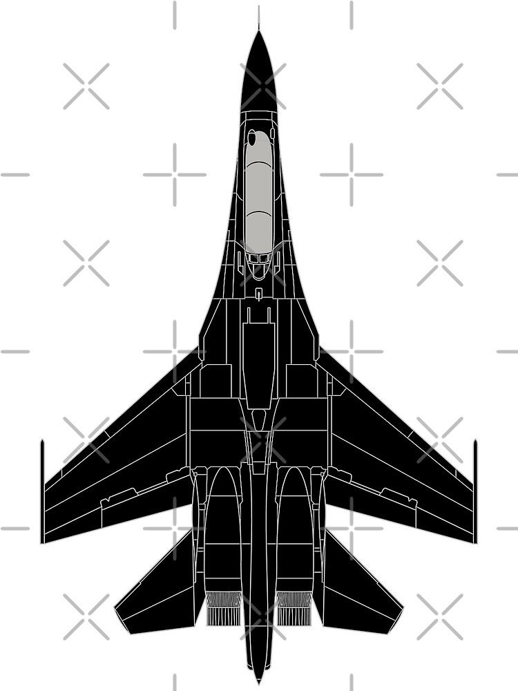 "Sukhoi Su-30 Flanker-G Top View Black" Poster by magazinecombate ...