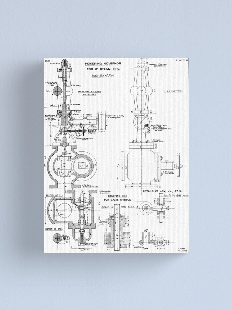 "Vintage drawing of steam engine governor from an Edwardian textbook on ...