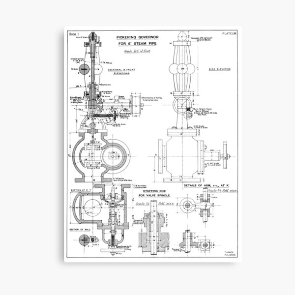 "Vintage drawing of steam engine governor from an Edwardian textbook on ...