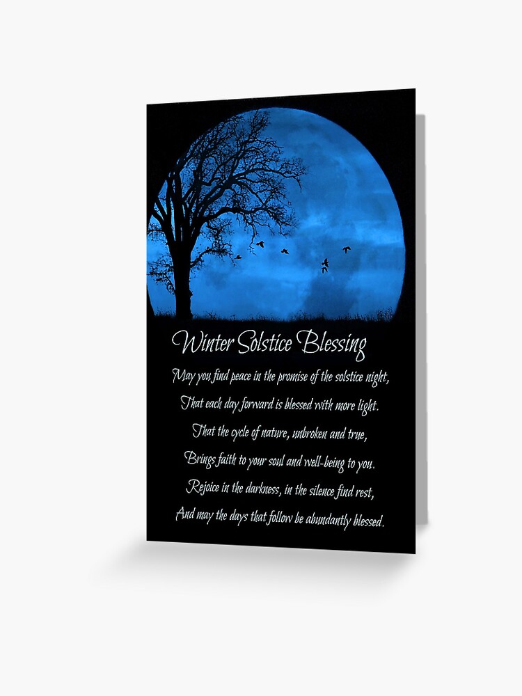 "Winter Solstice Blessings with Poem Tree and Birds Big Full Moon ...