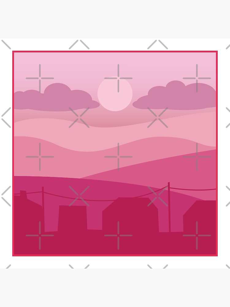 "Pink town view cute illustration" Poster for Sale by Mayarart | Redbubble