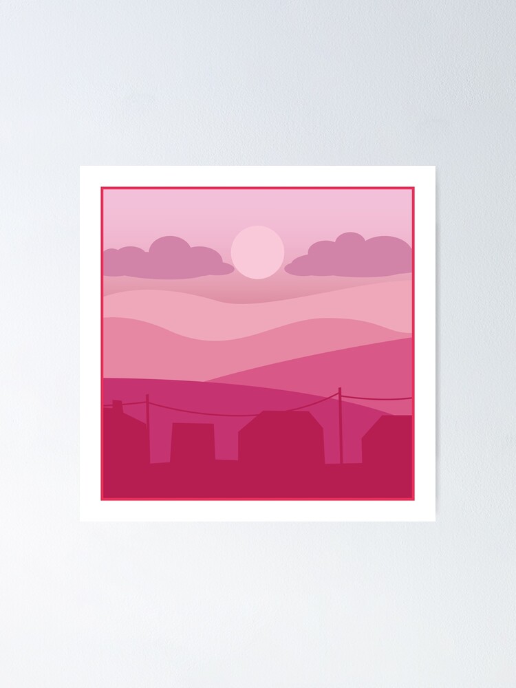 "Pink town view cute illustration" Poster for Sale by Mayarart | Redbubble