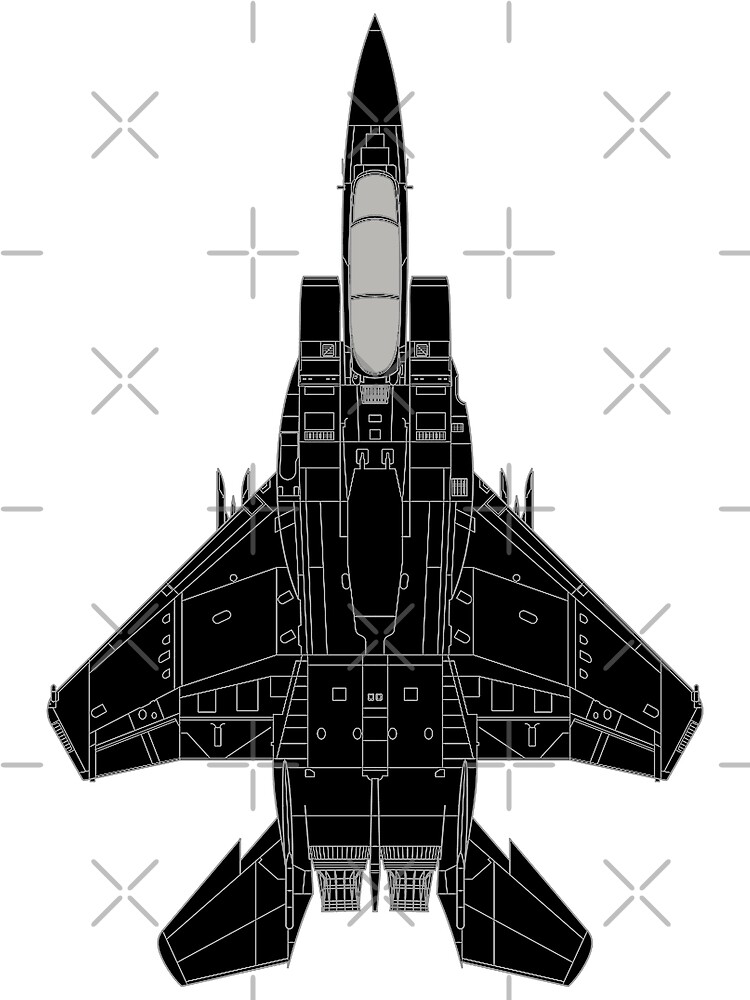 "F-15 Eagle Top View Black" Poster by magazinecombate | Redbubble