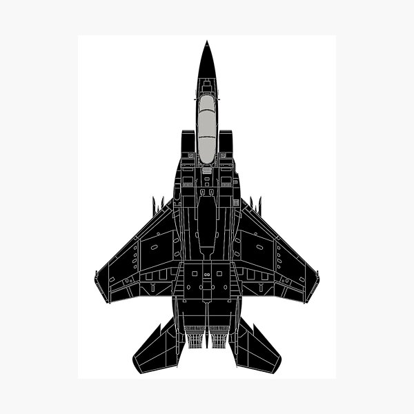 "F-15 Eagle Top View Black" Photographic Print for Sale by ...