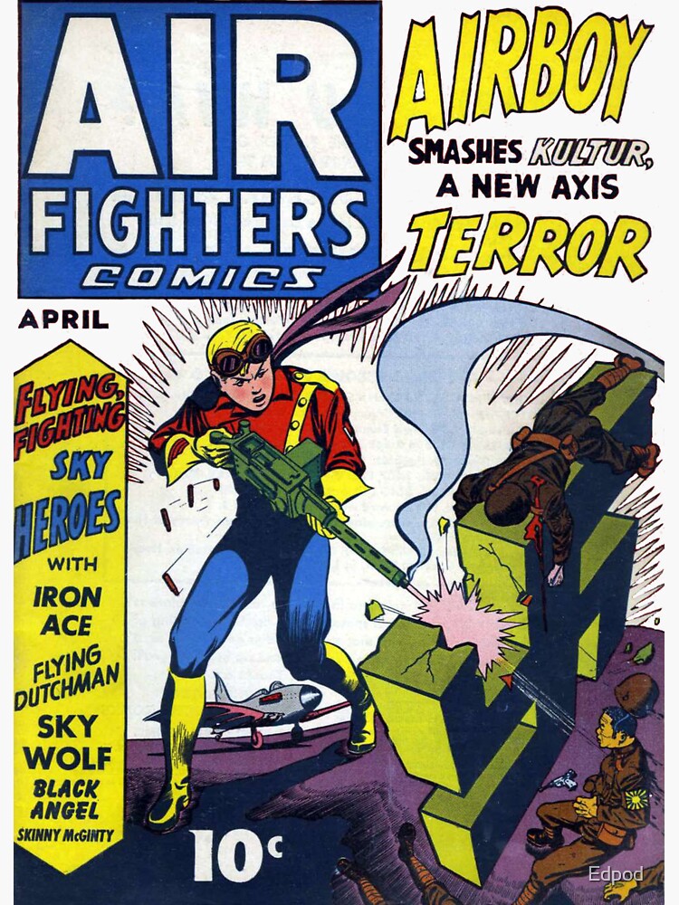 "Air Fighters Comics April 1943 issue - Airboy " Sticker by Edpod ...