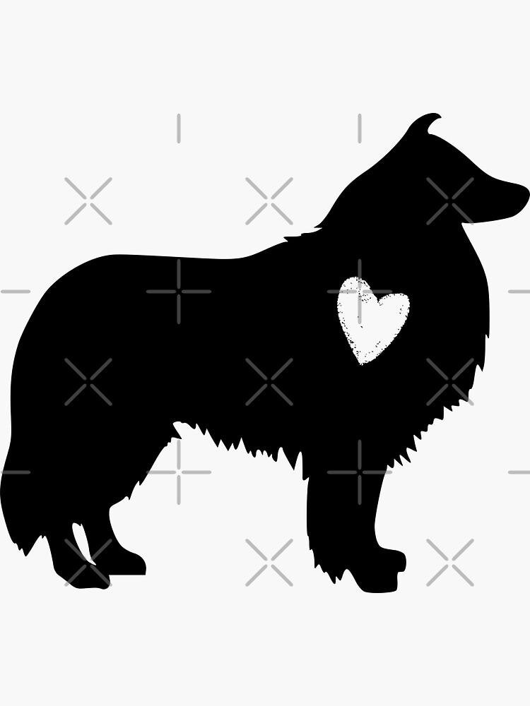 "Sheltie Shetland Sheepdog Silhouette Love Heart Dog" Sticker for Sale ...