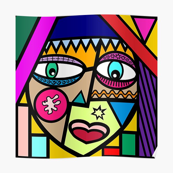 "Funky Abstract Girl Art Face" Poster by jantulov | Redbubble