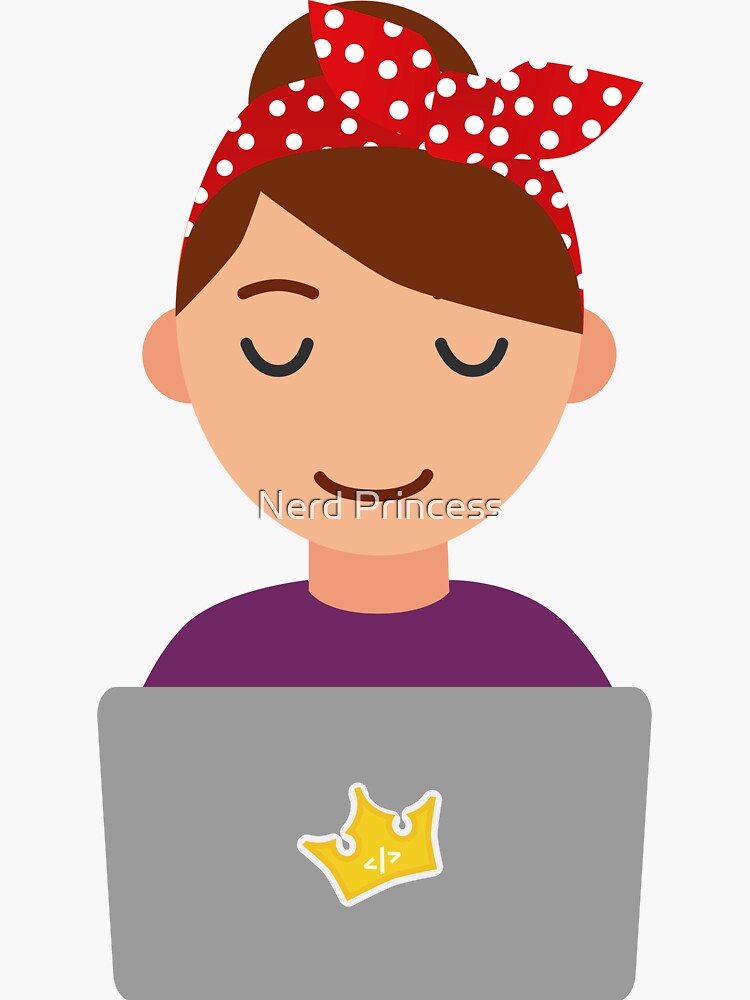 "Programmer girl working" Sticker for Sale by nerdprincess | Redbubble