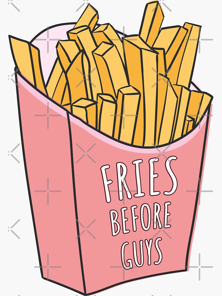 "Aesthetic Fries before guys " Sticker for Sale by Reoryta | Redbubble