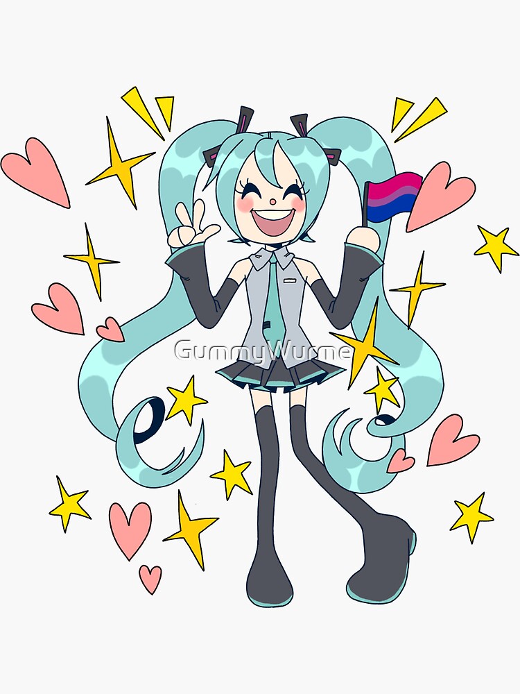 "Miss Hatsune Miku for Pride! (bi flag vers)" Sticker for Sale by ...