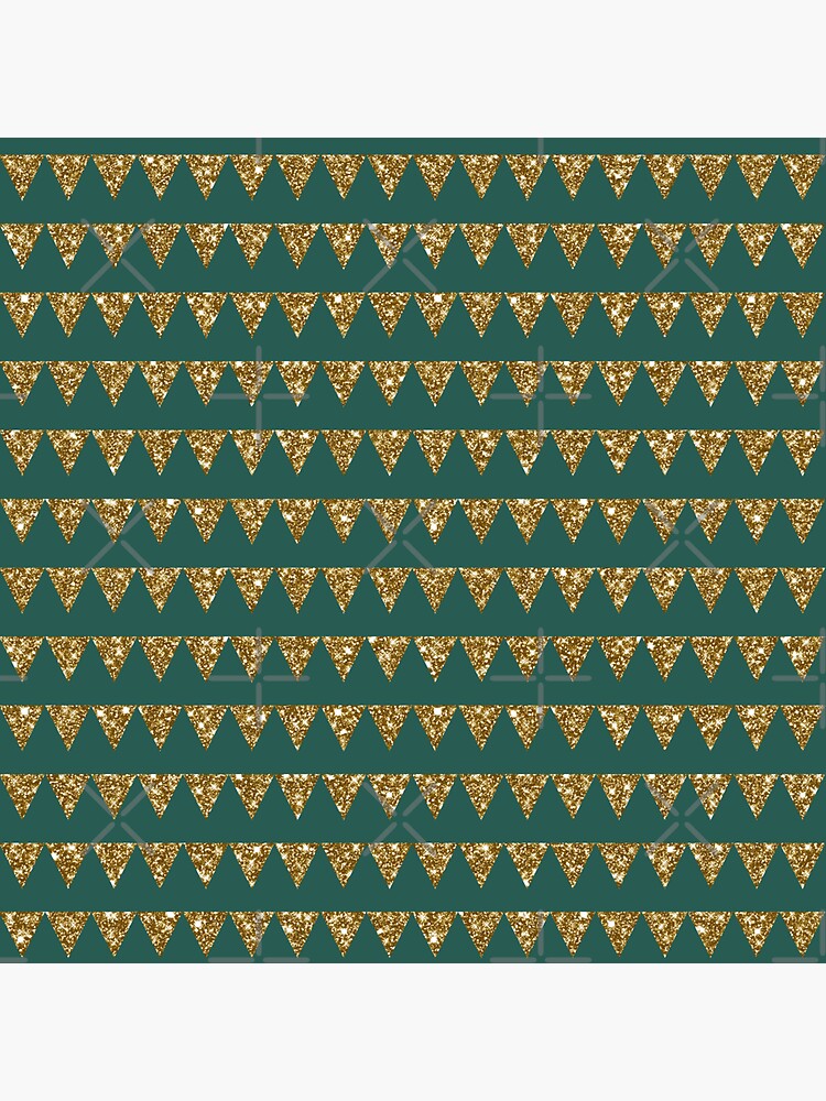 "Gold Glitter Triangle Flags on Green Background Seamless Pattern ...