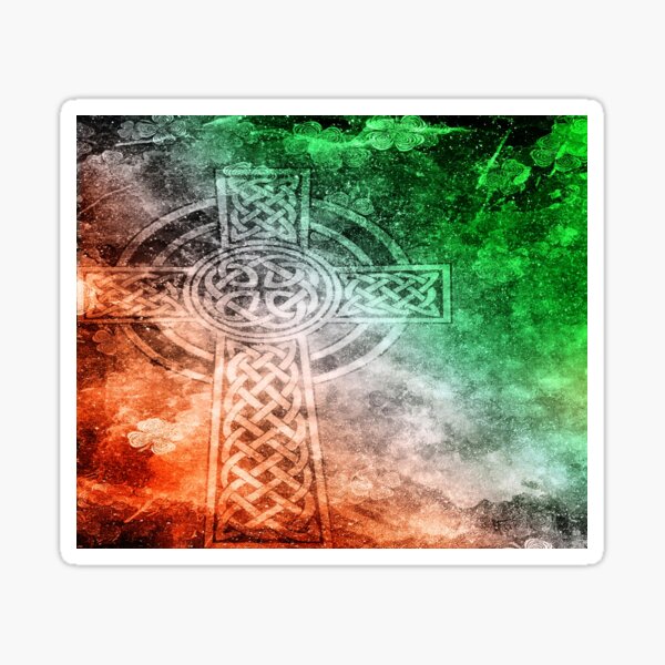 "IRISH - Cross Celtic Art Color" Sticker for Sale by SisileeGift ...