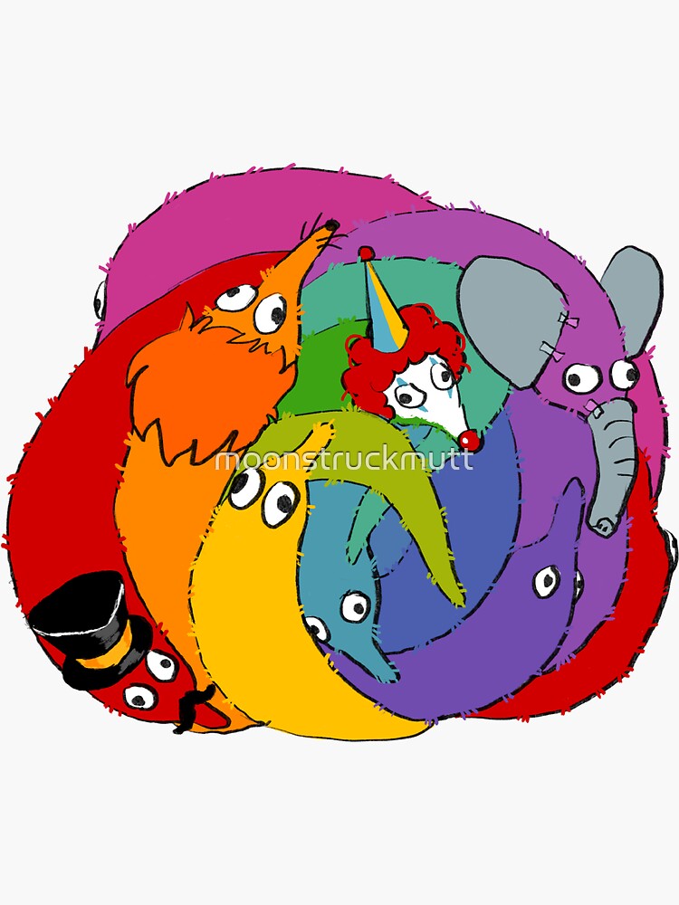 "circus worms!" Sticker for Sale by moonstruckmutt | Redbubble