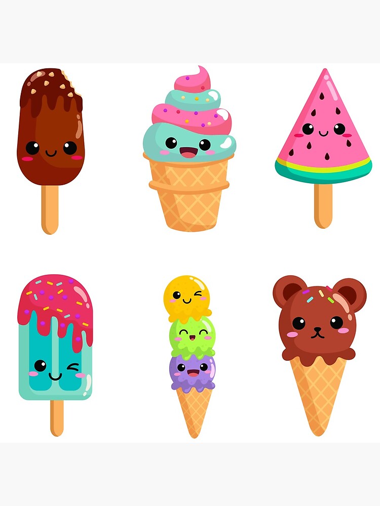 "Cute Ice cream Ice Pops Friends Smiley Faces" Poster by SimplyyUnique ...