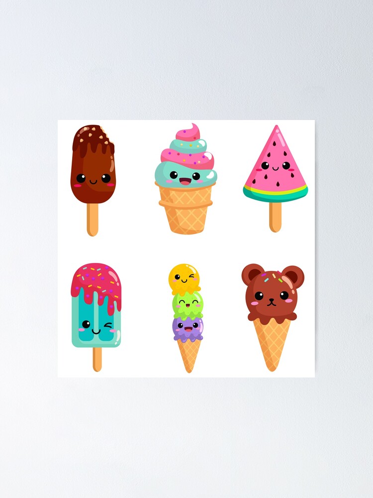 "Cute Ice cream Ice Pops Friends Smiley Faces" Poster by SimplyyUnique ...