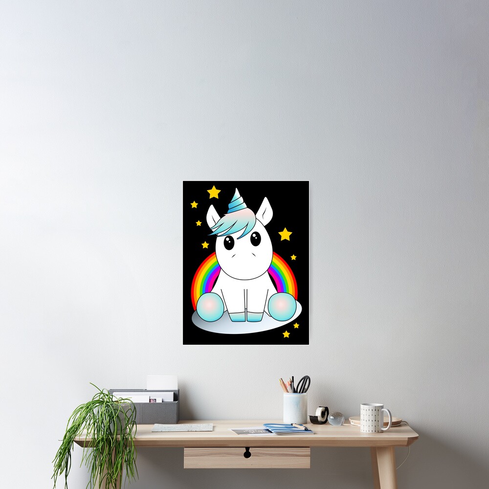"Cute UNicorn with rainbow" Poster by stoneyy | Redbubble