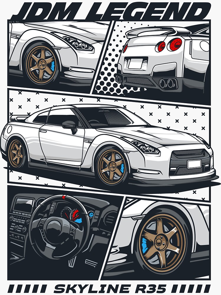"Skyline R35 Manga" Sticker for Sale by duniafantasi | Redbubble