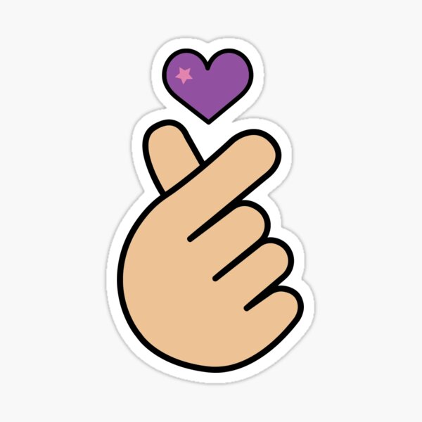 "Hand Heart with Purple Heart" Sticker for Sale by lilbaelee | Redbubble