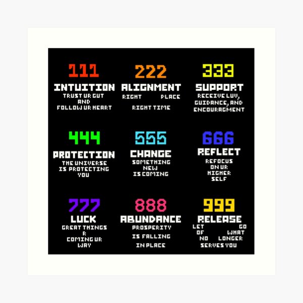 "Full Angel Number Chart" Art Print by t3chnohippie | Redbubble
