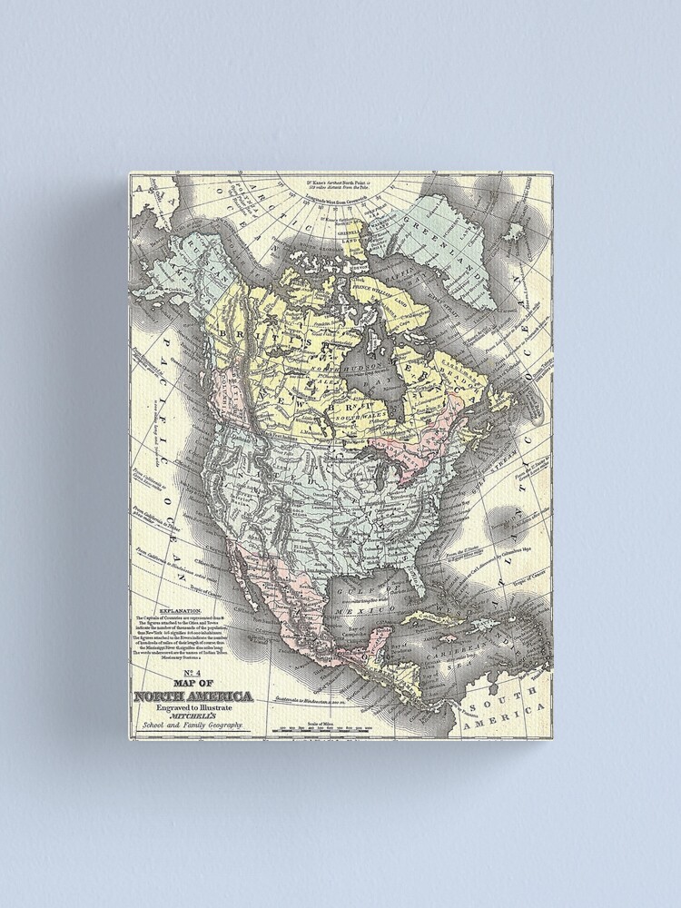 "Rarest Map of North America from 1858 | Map of North America | Vintage ...