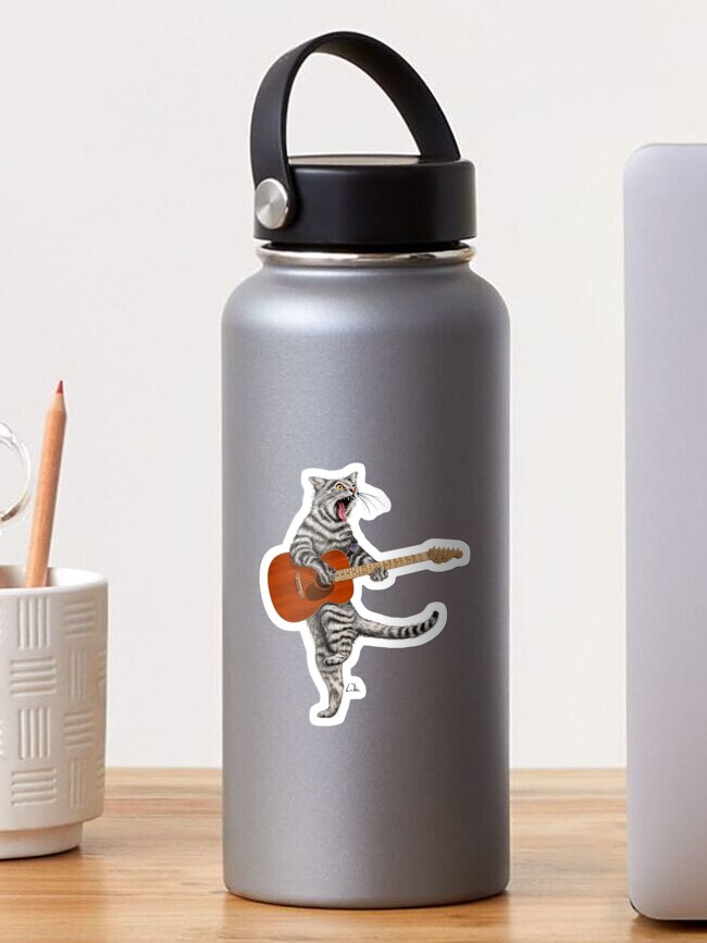 "Buskers the Acoustic Guitar Cat " Sticker for Sale by oz10 | Redbubble
