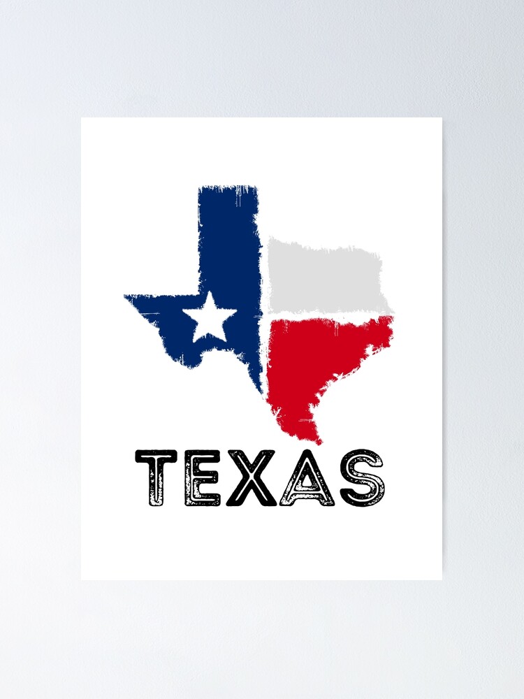 "Texas Map Outline with Flag Interior - Grunge Effect" Poster for Sale ...