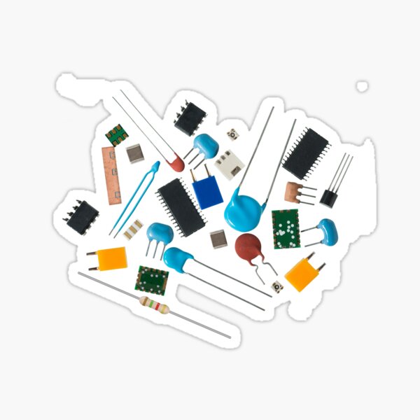 "Electronics components collage art" Sticker for Sale by EngineersArt ...