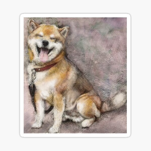 "The Portrait of a Happy Akita Dog" Sticker by LanLanGallery | Redbubble