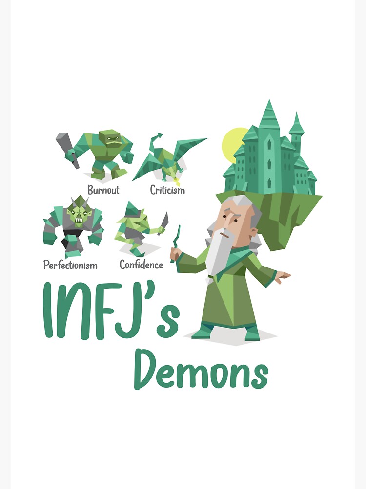 "MBTI - INFJ's Demons" Sticker for Sale by danyachy | Redbubble