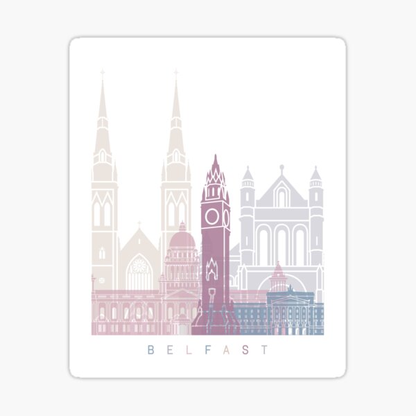 "BELFAST SKYLINE POSTER PASTEL" Sticker by paulrommer | Redbubble