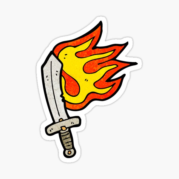 Flaming Sword Stickers | Redbubble
