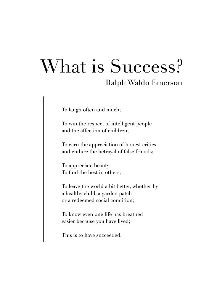 Poster for Sale mit "Was ist Erfolg? von Ralph Waldo Emerson" von ...