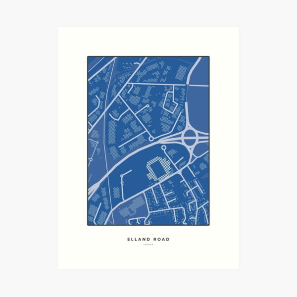 "Elland Road Stadium Dotted Map - Leeds United Football Club" Art Print ...