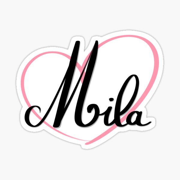 "Mila pink heart" Sticker by CreatiSabi | Redbubble