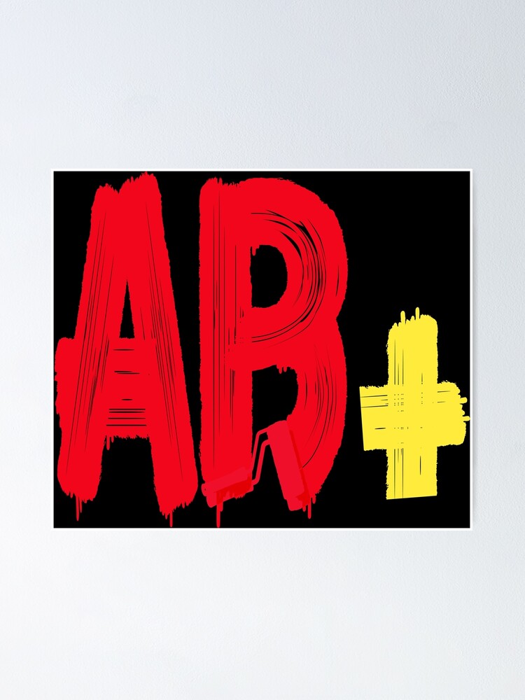 "Blood Type AB Plus Brush Design" Poster by AEGMEDIA | Redbubble