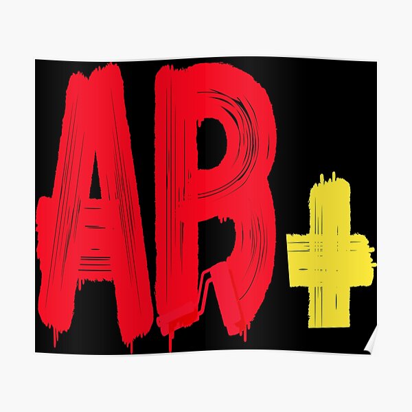 "Blood Type AB Plus Brush Design" Poster by AEGMEDIA | Redbubble