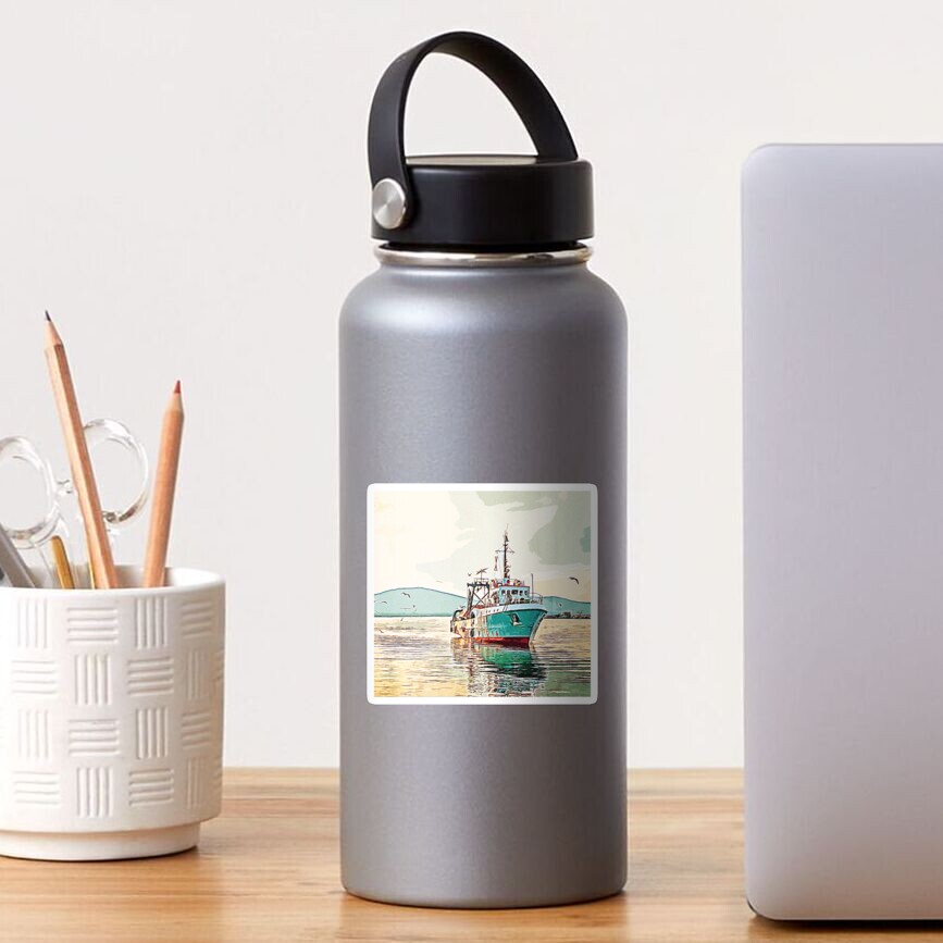 "Fishing Vessel - Digital Art Painting" Sticker by artbypass | Redbubble