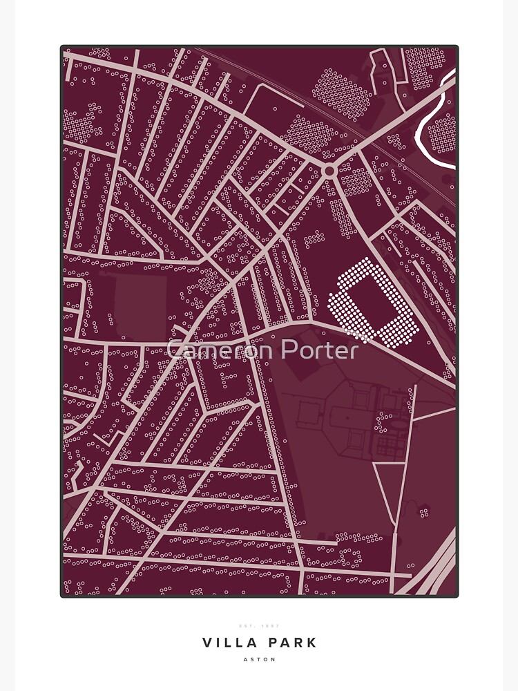 "Villa Park Stadium Dotted Map - Aston Villa Football Club" Sticker for ...