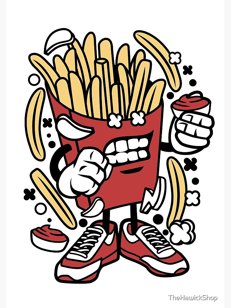 "1046 French Fries Fun Hand Drawn Cartoon Illustration" Poster for Sale ...