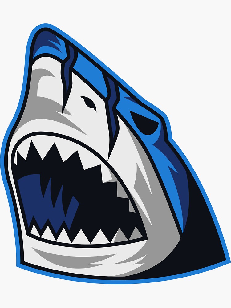 "Blue shark head " Sticker by Hichemmani | Redbubble